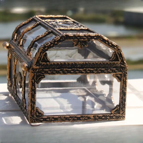 Wicked Silk | Accents | Clear Vintage Treasure Chest Jewelry Box Pirate ...